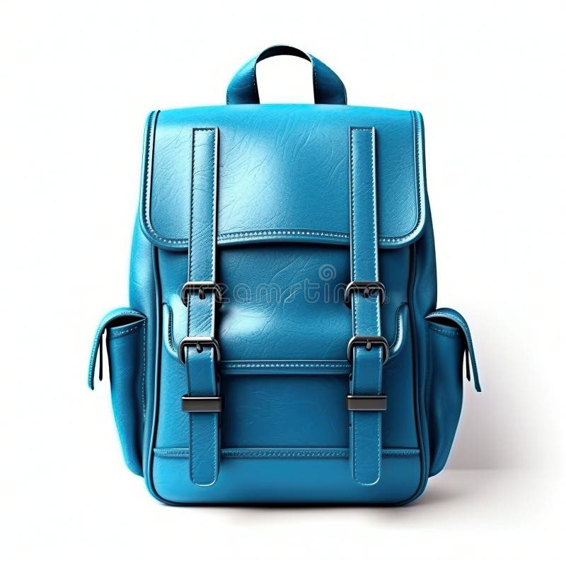 Blue Backpack Isolated on White, Created with Generative AI Stock Photo ...