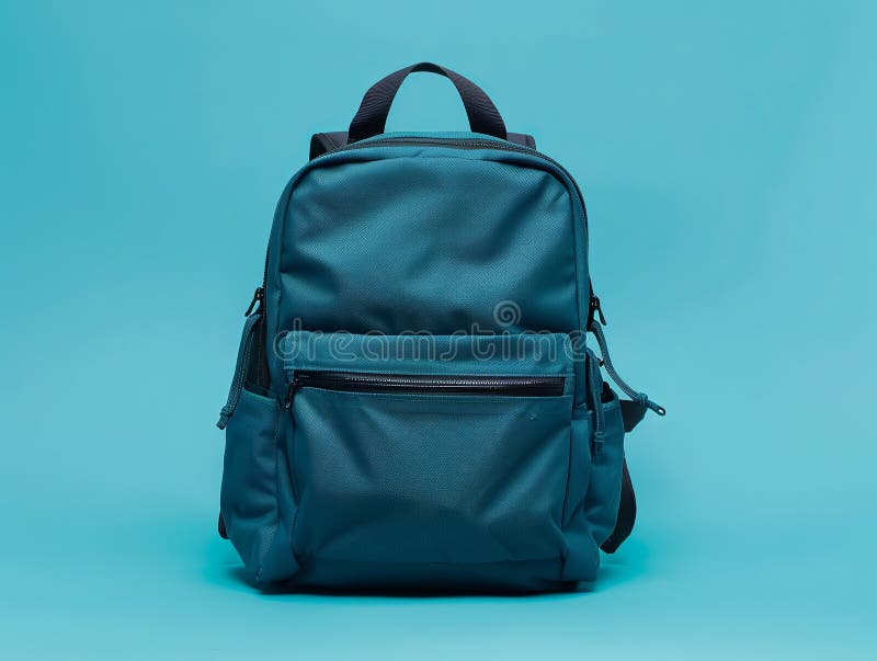 A Blue Backpack Placed Against a Blue Background, Emphasizing ...