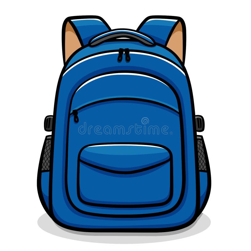 Blue Backpack or School Bag Stock Vector - Illustration of cartoon ...