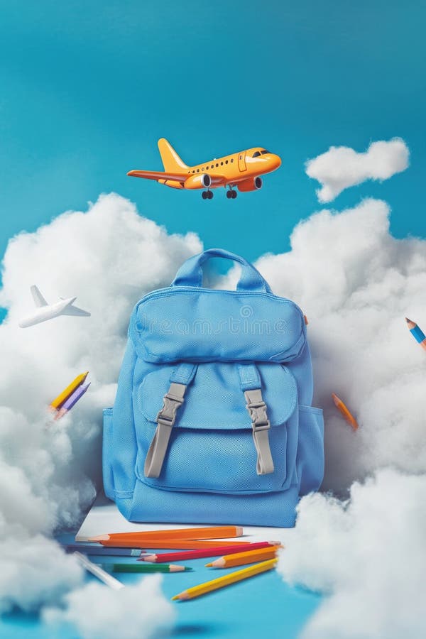 A Blue Backpack Sits on Top of a Stack of Books, Ideal for Representing ...