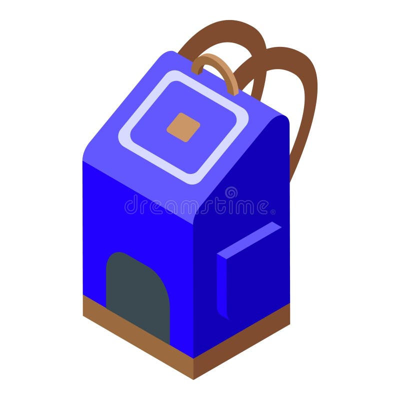 Blue Backpack Standing Upright with Brown Bottom Stock Illustration ...
