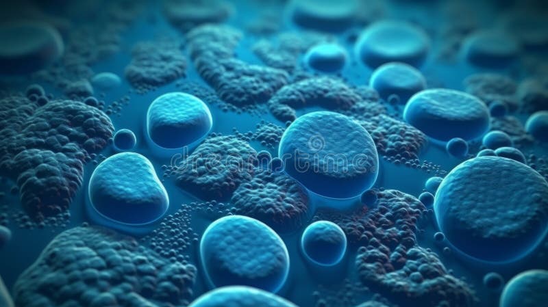 Blue Bacteria Cells Microscopic Size Illustration. Generative Ai Stock ...