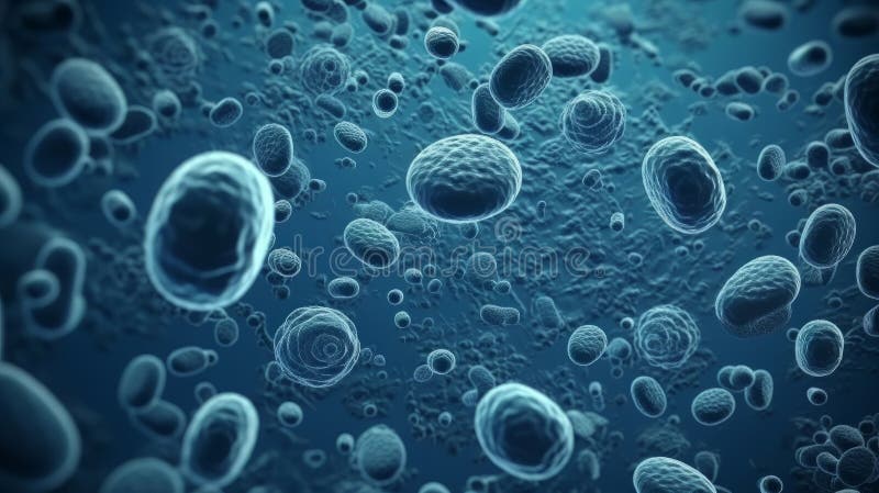 Blue Bacteria Cells Microscopic Size Illustration. Generative Ai Stock ...