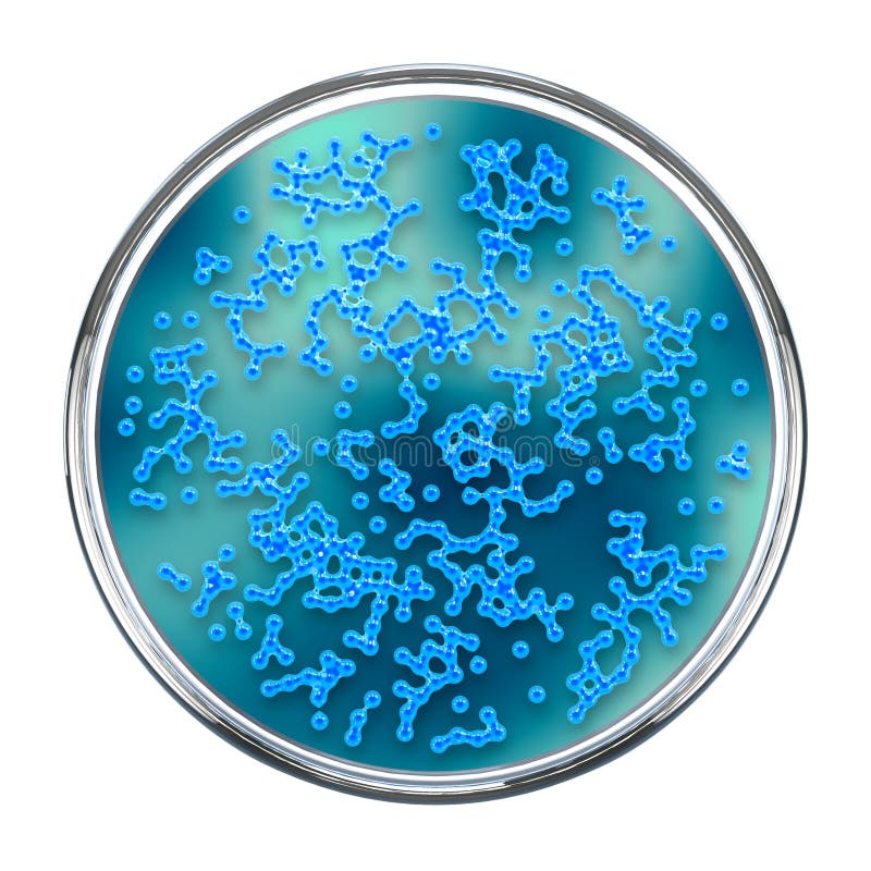 Blue Bacteria Colonies on Petri Dish, Stock Illustration - Illustration ...