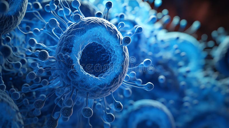 Blue Bacteria Micro Object Microscope View Stock Illustration ...