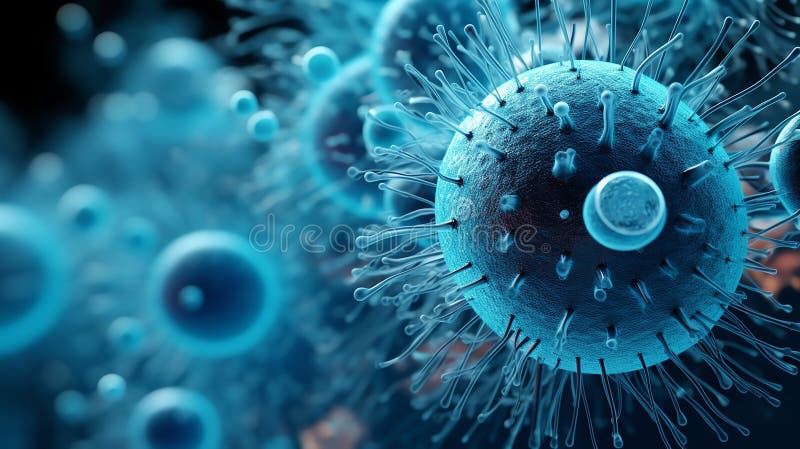 Blue Bacteria Micro Object Microscope View Stock Illustration ...