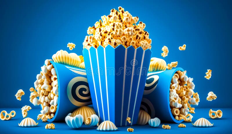Blue Bag Filled with Popcorn and Some Shells. Generative AI Stock Photo ...