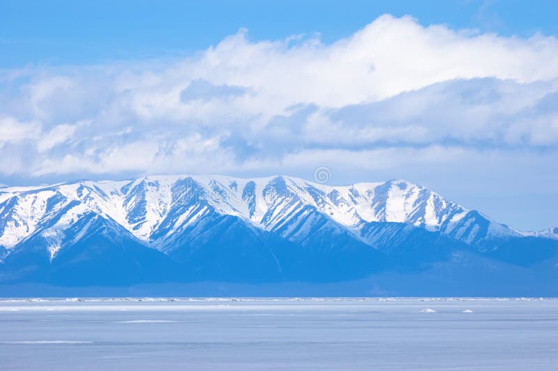 Blue Baikal mountains stock photo. Image of clouds, baikal - 9411836