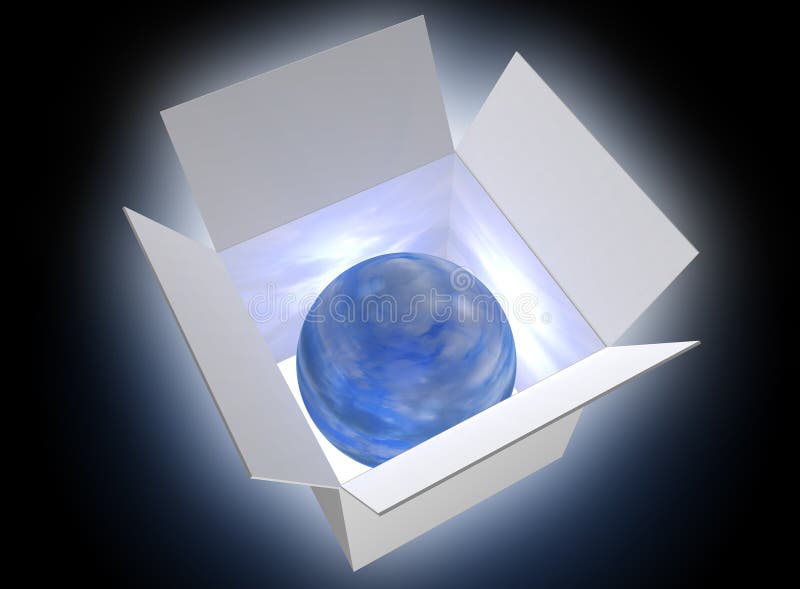 Blue ball in a box stock illustration. Illustration of delivering ...