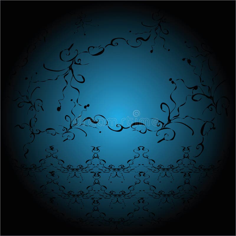 Blue Ball with Designs on a Black Background Stock Vector ...