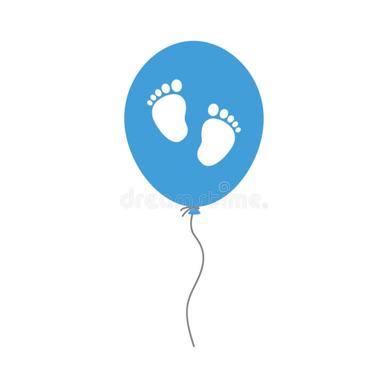 Blue Balloon with Baby Foot Prints Stock Illustration - Illustration of ...