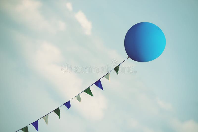 Blue Balloon Floating in the Blue Sky Stock Image - Image of ...