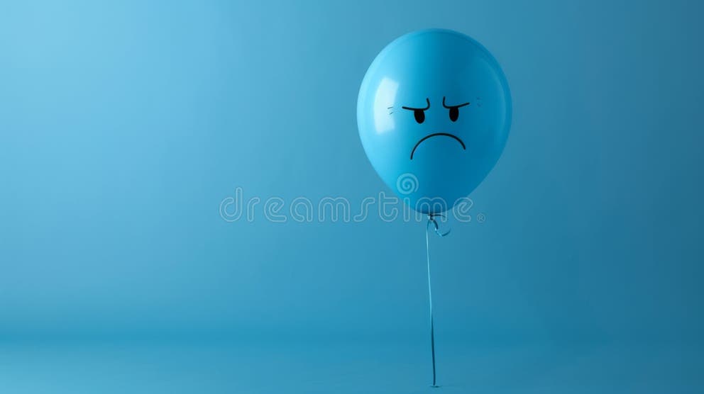 A Sad Blue Balloon.AI Generated Image Stock Photo - Image of object ...