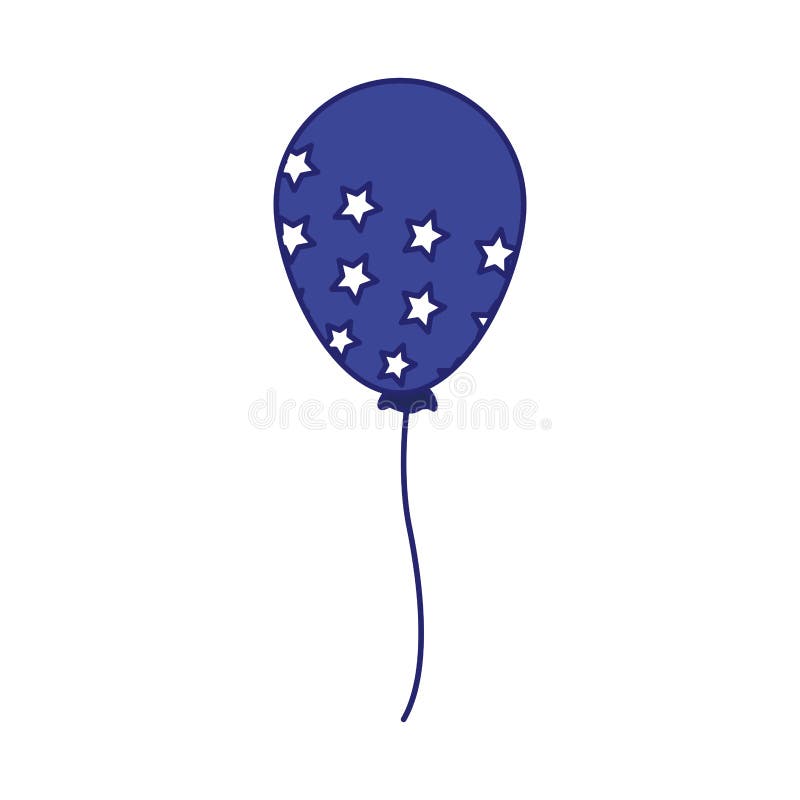 Balloon with Stars Cartoon Isolated in Black and White Stock Vector ...