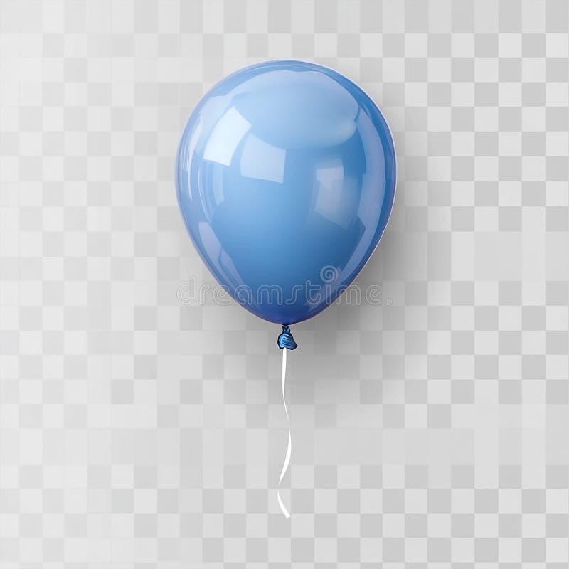 Blue Balloon with White String Isolated on Transparent Background Stock ...