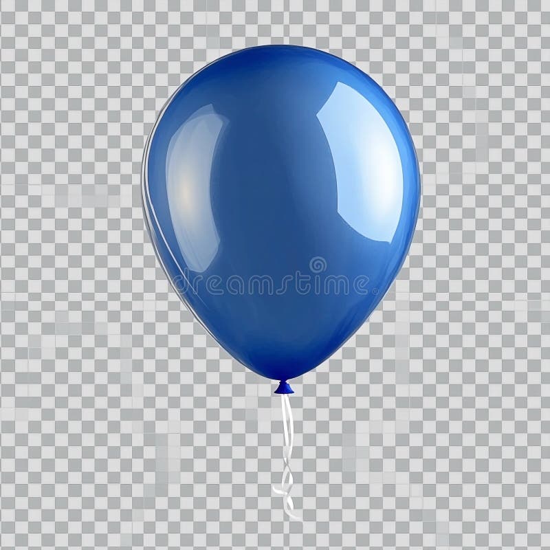 Blue Balloon with White String Isolated on Transparent Background Stock ...