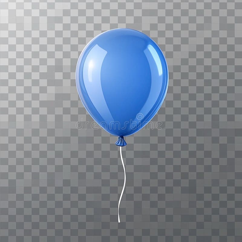 Blue Balloon with White String Isolated on Transparent Background Stock ...
