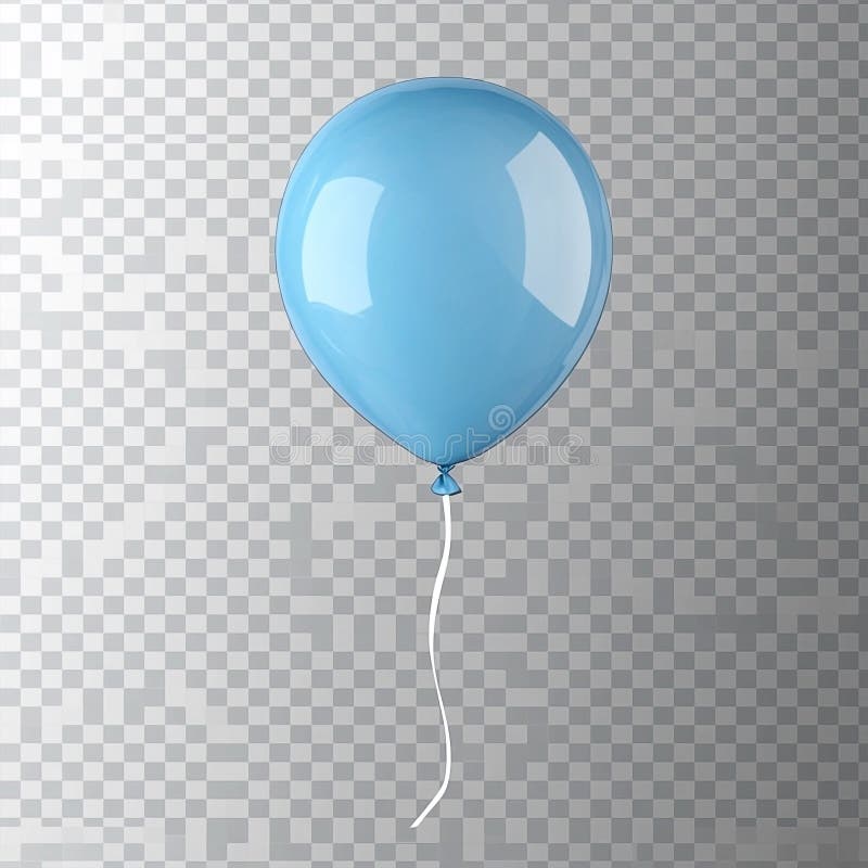Blue Balloon with White String Isolated on Transparent Background Stock ...