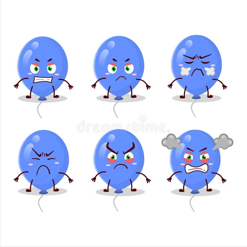Blue Balloons Cartoon Character with Various Angry Expressions Stock ...