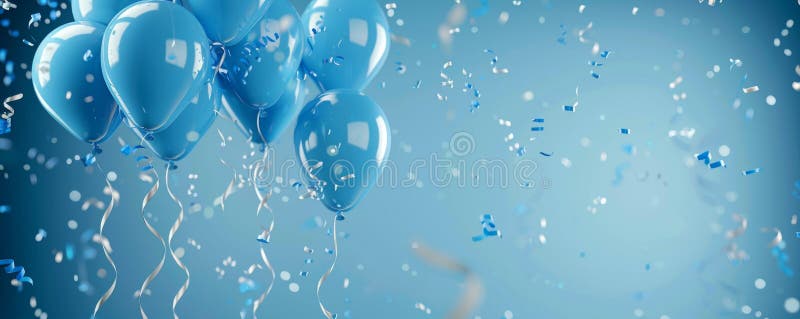 Blue Balloons and Confetti Celebration Background for Parties and ...