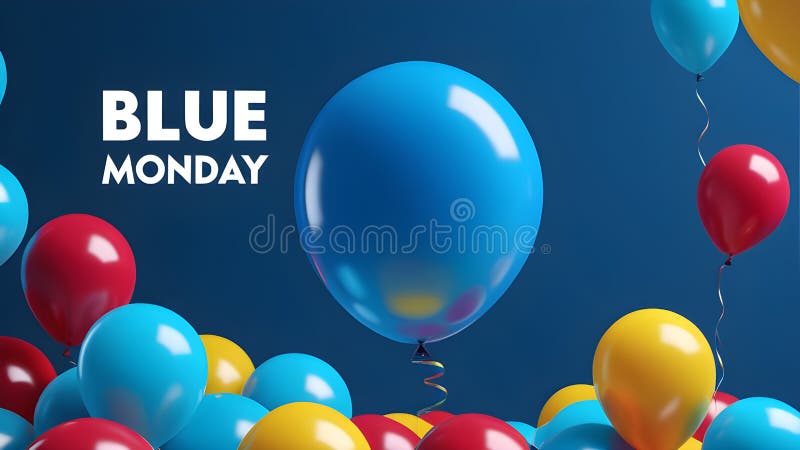 Blue Balloons with a Blue Monday Theme Stock Illustration ...