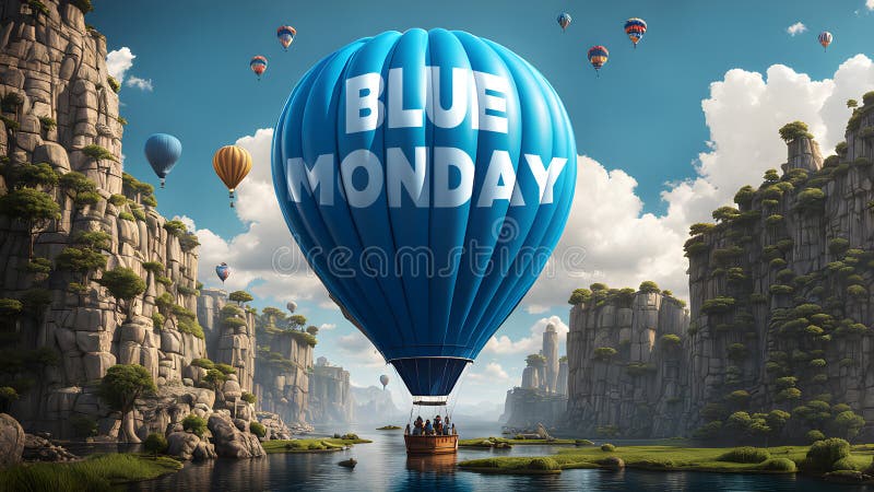 Blue Balloons with a Blue Monday Theme Stock Illustration ...