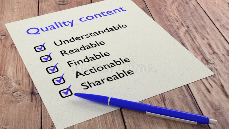 Blue Ballpen Quality Content Characteristics Checklist Stock ...