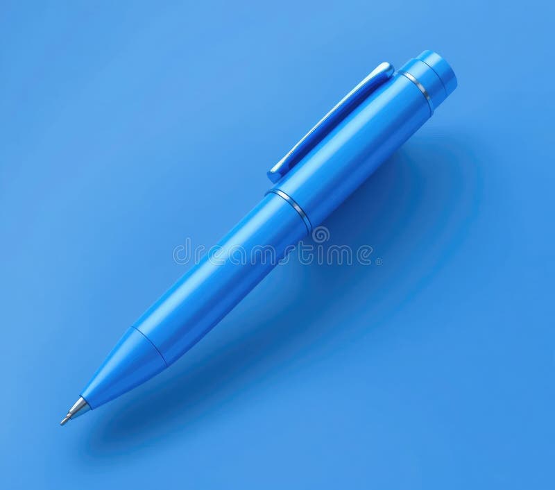 Blue Ballpoint Pen on Blue Background, Writing Instrument for Office ...