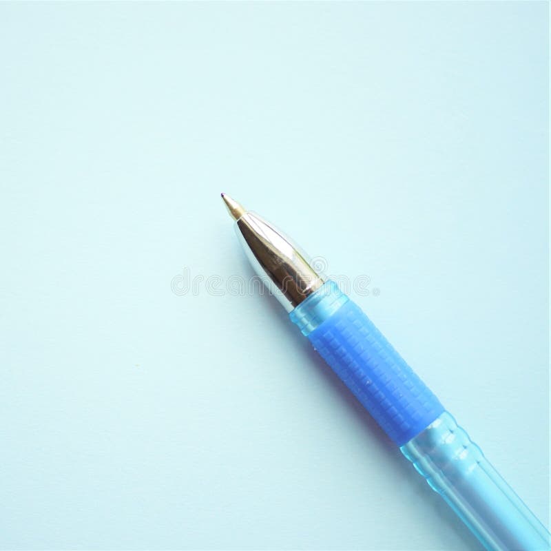 Blue Ballpoint Pen on Pale Blue Paper Stock Photo - Image of design ...