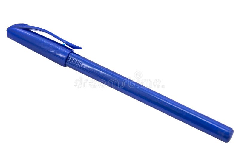 Blue Ballpoint Pen School Write Isolated on the White Background Stock ...