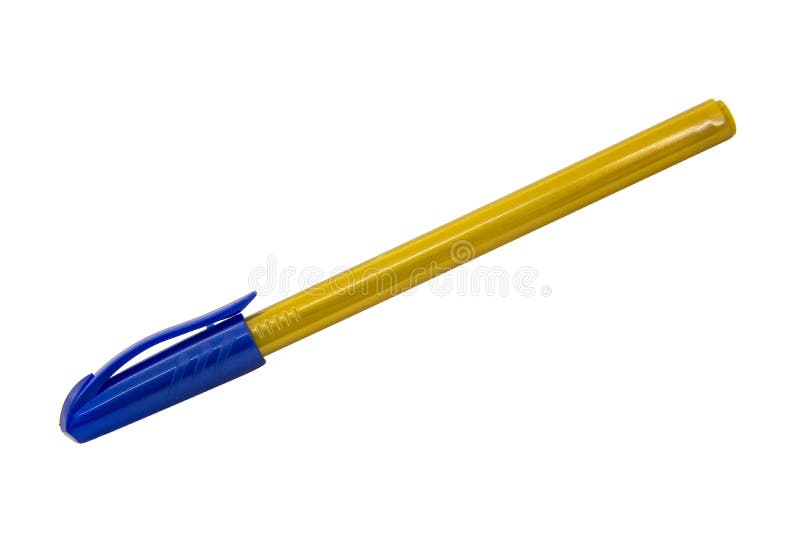 Blue Ballpoint Pen School Write Isolated on the White Background Stock ...
