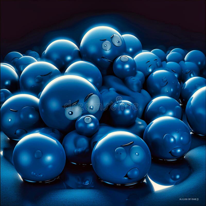 Blue Balls on the Dark Blue Background, Generative AI Stock Image ...