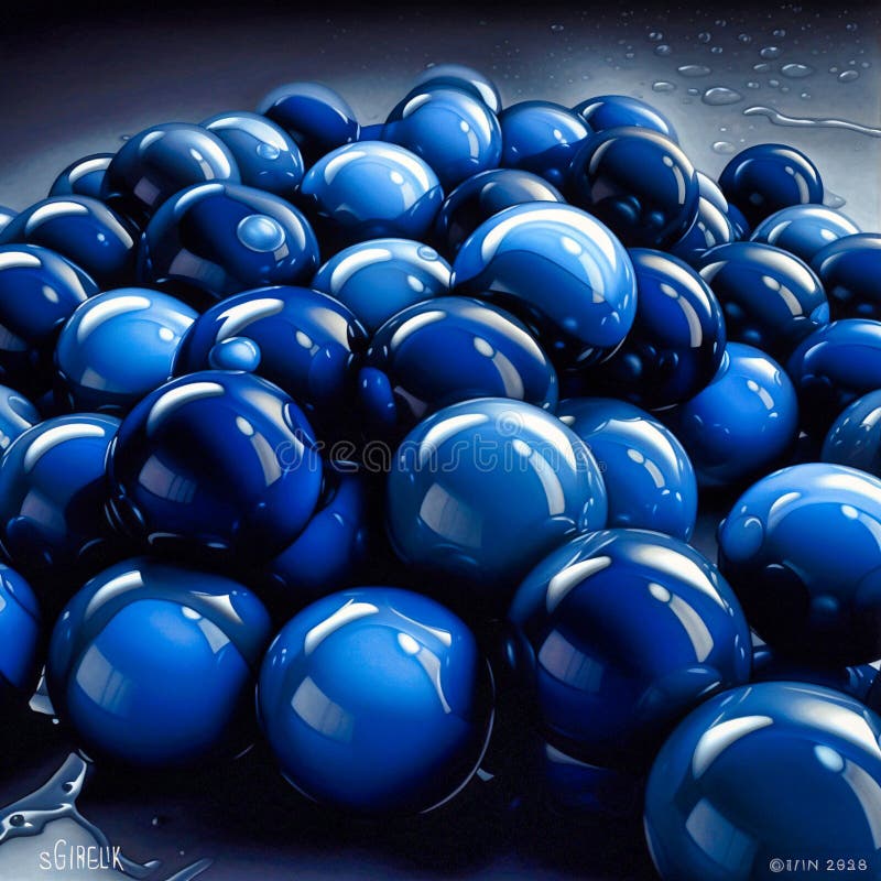 Blue Balls on the Dark Blue Background, Generative AI Stock Image ...