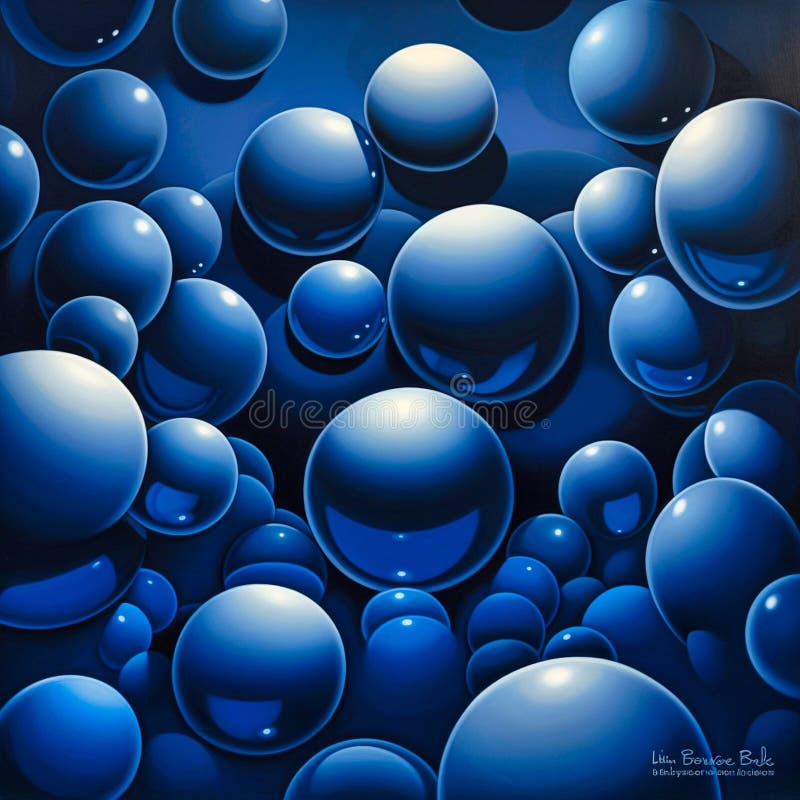 Blue Balls on the Dark Blue Background, Generative AI Stock Image ...