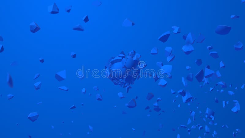 Blue Ball Exploding, Abstract Art, 3d Render. Stock Illustration ...