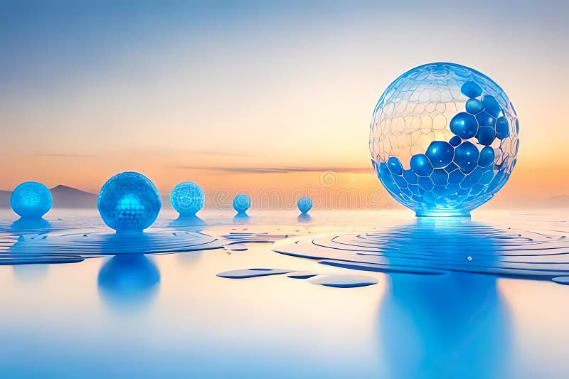 Blue spheres of molecules stock illustration. Illustration of backround ...
