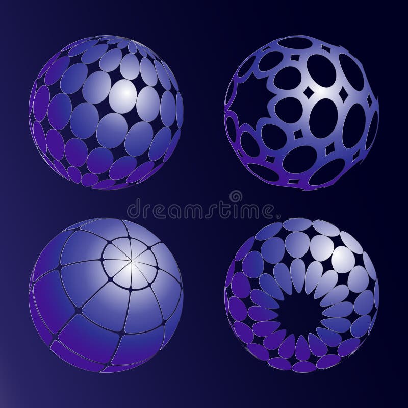 Four Blue Balls. Vector Illustration Stock Vector - Illustration of ...