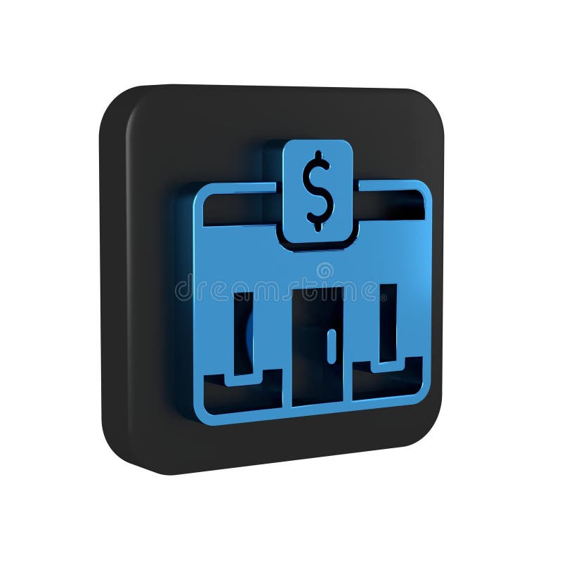 Blue Bank Building Icon Isolated on Transparent Background. Black ...
