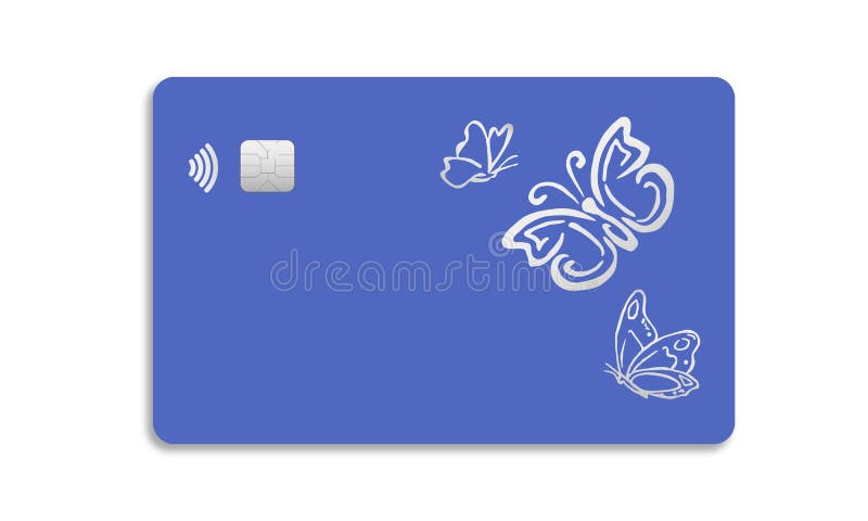 Blue Bank Card with Silver Butterflies Stock Illustration ...