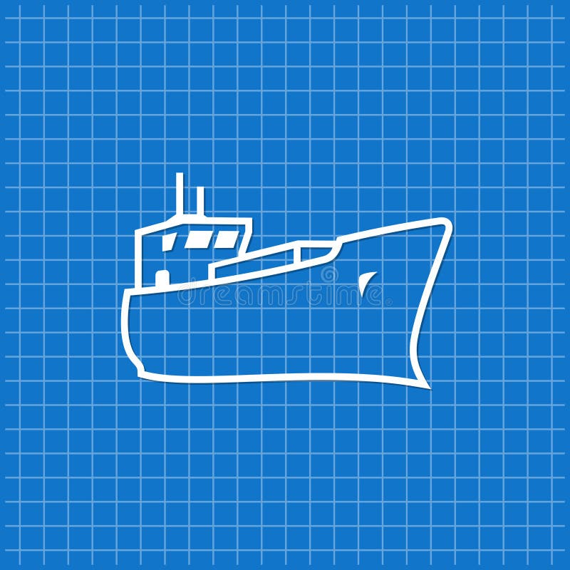 Blue Banner with Cargo Ship Icon Stock Vector - Illustration of contour ...