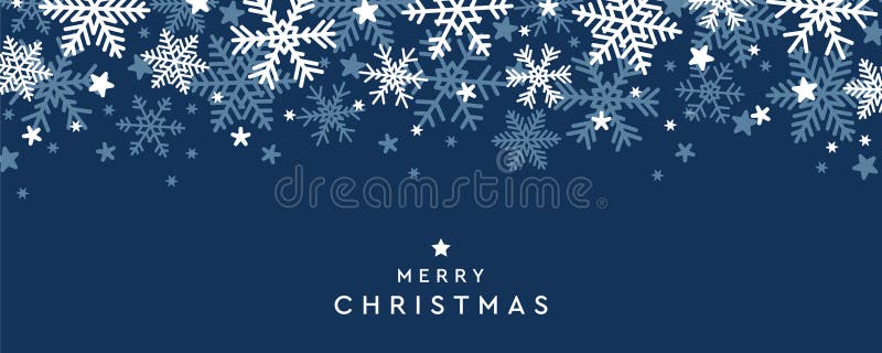 Blue Banner Christmas Card with Snowflake Border Stock Vector ...