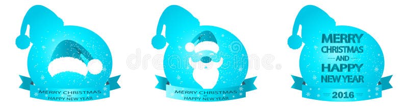 Blue Banner with Hat and Santa Claus. Stock Vector - Illustration of ...