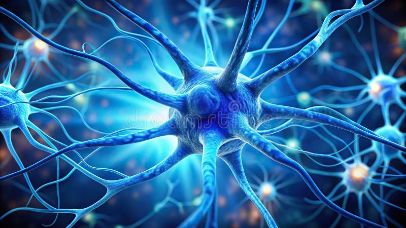 Neural Pathways: Blue Banner Featuring a Neuron in the Brain - AI ...