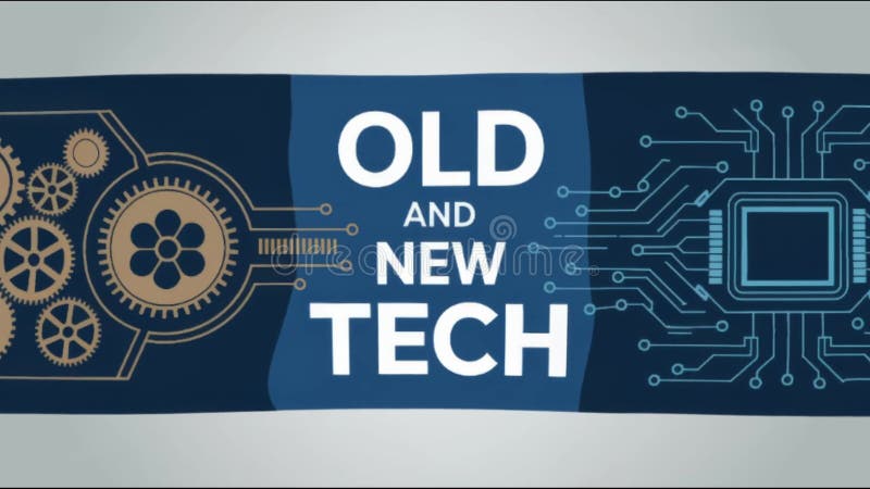 Blue Banner Showing Old and New Tech with Cogs and Circuits Stock ...
