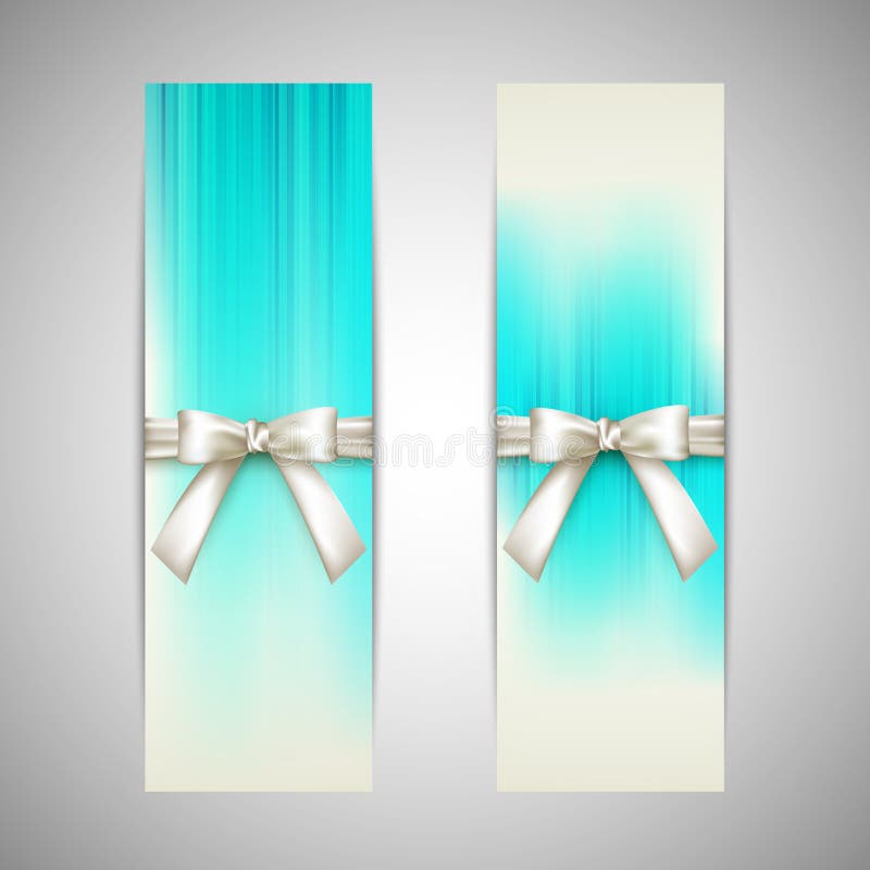Blue Banners with White Bows Stock Illustration - Illustration of ...