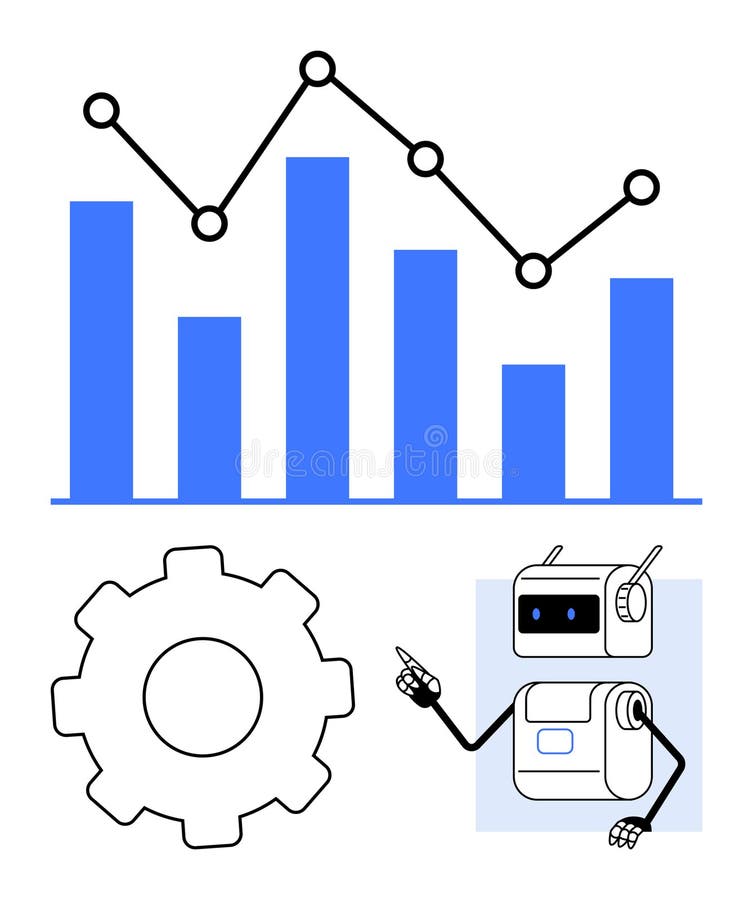 Data Analysis with AI Robot, Graph, and Gear for Technology and ...