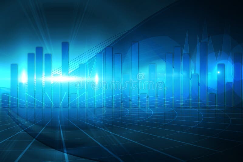 Blue Bar Chart Graphic with Light Stock Illustration - Illustration of ...
