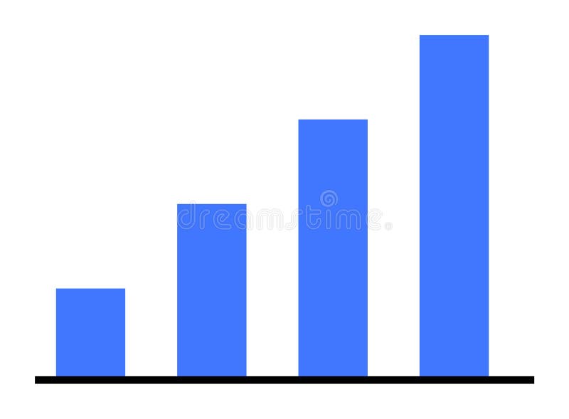 Blue Bar Chart Showing Increasing Growth on White Background Stock ...