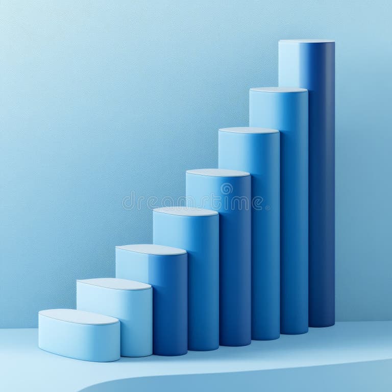 Blue Bar Graph on a Blue Background. 3d Vector Illustration Stock ...