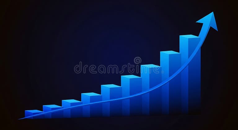 Blue Bar Graph Illustration Featuring Ascending Rectangular Columns ...